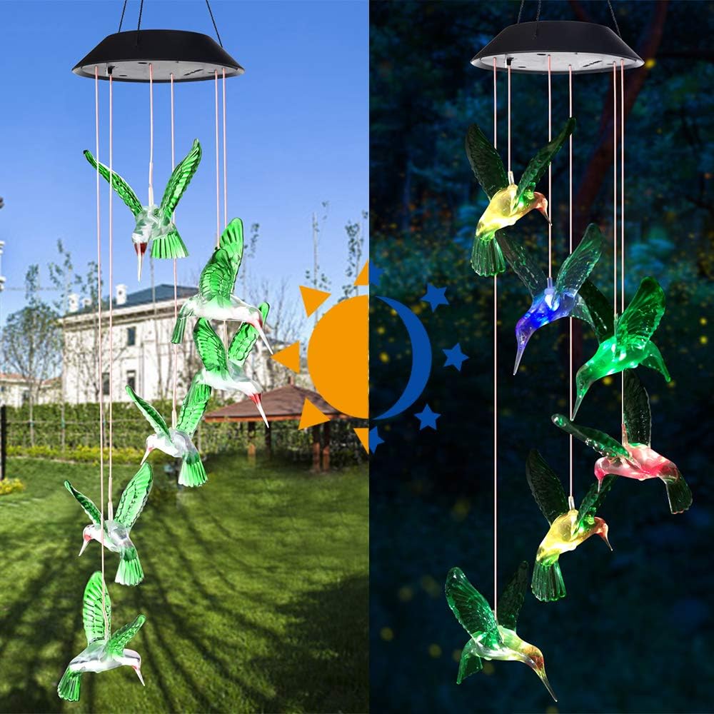 Solar Light,Hummingbird Wind Chimes Outdoor Gift – Bereaveme